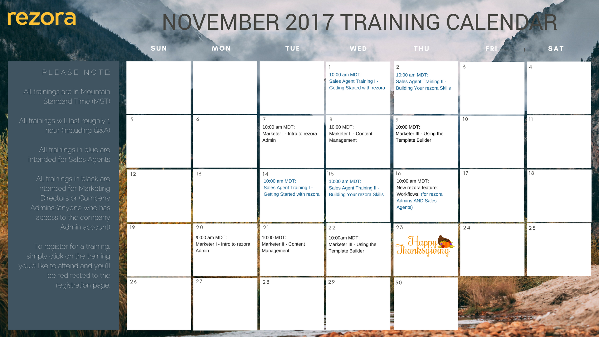 Sign up for our November Trainings!